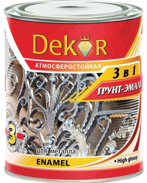 Грунт-эмаль Dekor 3 в 1 алкидная (1.9кг, серый) - купить с доставкой по ...