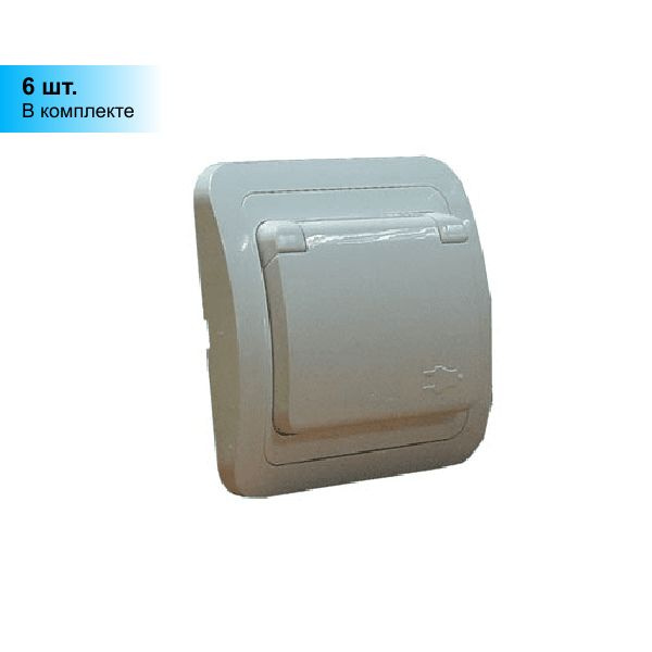 (6 шт.) Makel Мимоза Белый-Белый Розетка 1-местная с крышкой керамика IP20 скрытая установка ...