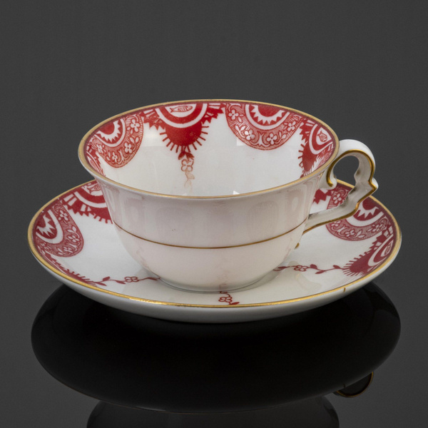 Кофейная пара с растительным декором, фарфор, золочение, роспись, Krister Porzellan-Manufaktur ...