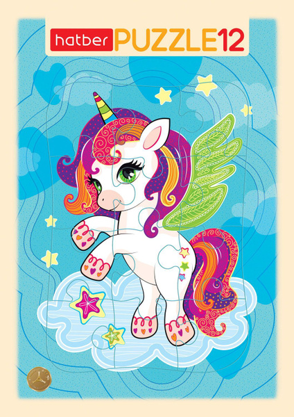 Пазлы Hatber 12 элементов А4ф 300х200мм в Рамке-Пони-единорожка- - купить с доставкой по ...
