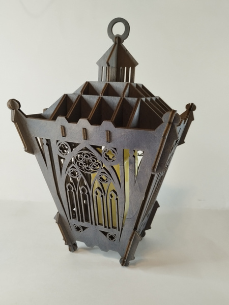 Подсвечник-фонарь из дерева декоративный готический - купить по низкой ...