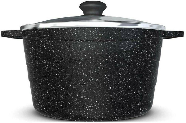 Кастрюля 4 л NEVA GRANITE литая алюминиевая АНТИПРИГАРНАЯ со стеклянной ...