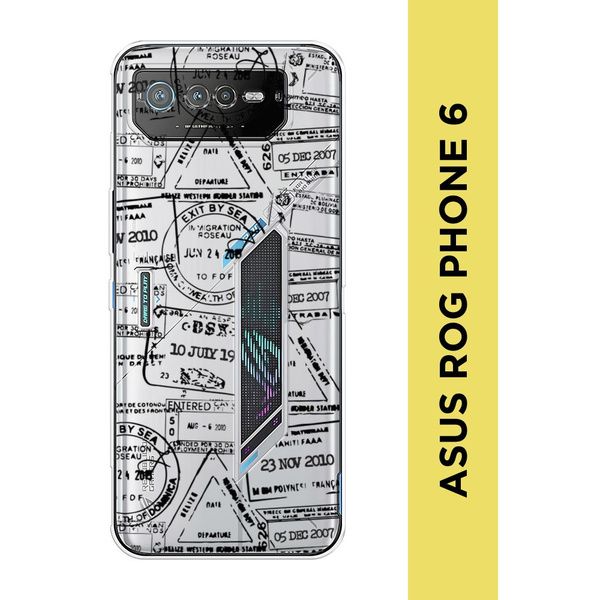Силиконовый чехол на Asus ROG Phone 6 / Асус Рог Фон 6 "Visa stamps 2 ...