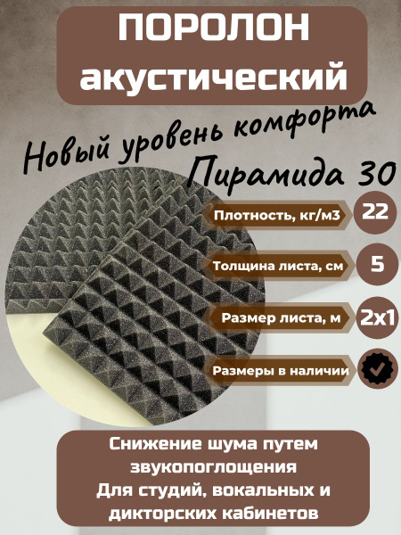 Поролон акустический Пирамида 30 SPG2236 2000*1000*50 по низкой цене с ...