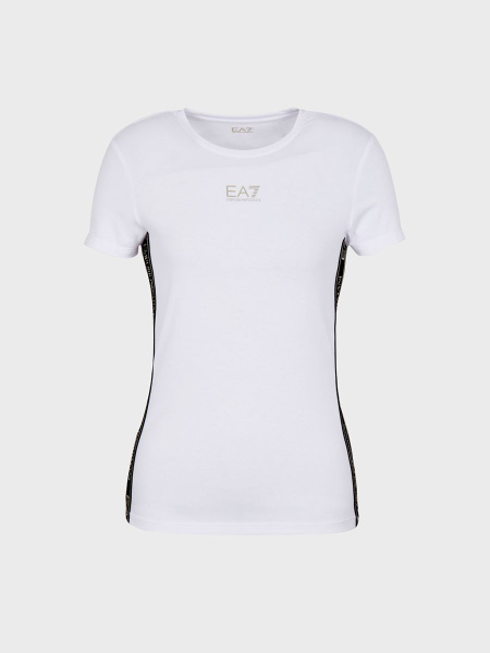 Футболка EA7, размер 44, 42, цвет белый, 62% полиэстер, 33% вискоза, 5% эластан - купить по ...