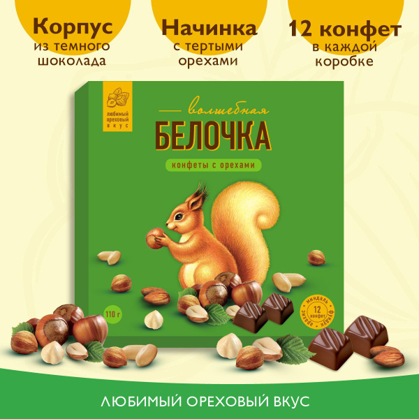 Конфеты "ВОЛШЕБНАЯ БЕЛОЧКА" шоколадные (коробка), 110 г - купить с ...