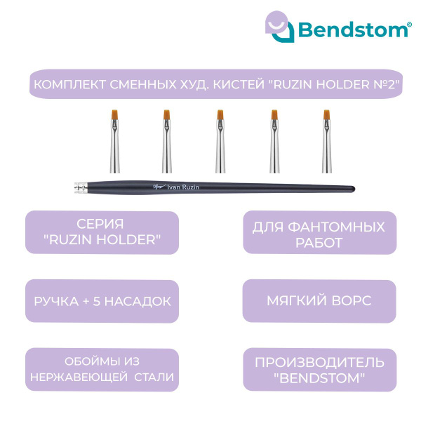 Комплект сменных художественных кистей №2 для адаптации Ruzin / Holder ...