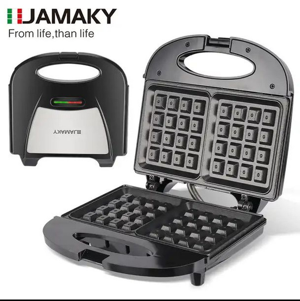 Вафельница JAMAKY 100W, черный - купить по выгодной цене в интернет-магазине OZON (1321369728)