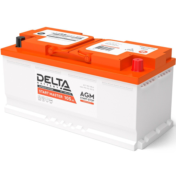 Delta Battery Аккумулятор автомобильный, 105 А•ч, Обратная ...
