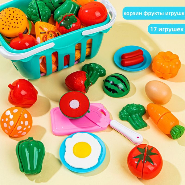 игрушечные продукты с кухонными принадлежностями для нарезки еды и ...
