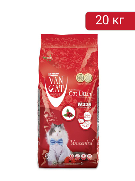 Van Cat комкующийся наполнитель "100% натуральный", без пыли, пакет, 20 ...