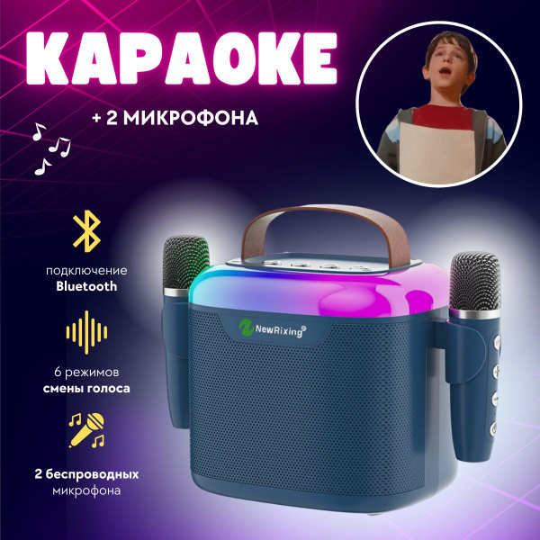 Беспроводная караоке система для дома с двумя беспроводными микрофонами ...