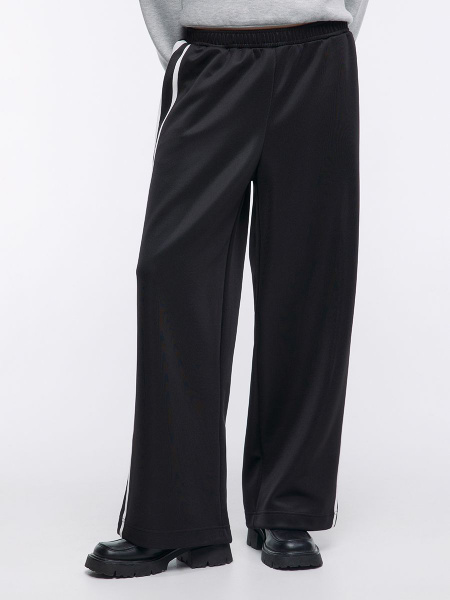 Брюки Женский Befree черный Трикотаж Повседневный, размер 46 Шнурок На любой сезон, рост 170 ...