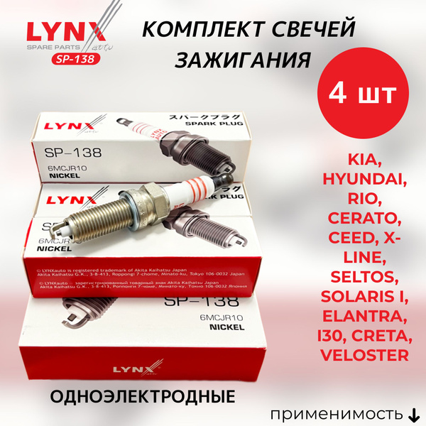 Комплект свечей зажигания LYNXauto SP-138-LSA - купить по выгодным ...