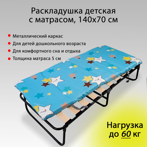 Раскладушка Ярославские раскладушки, Сталь, Металл, голубой, белый ...