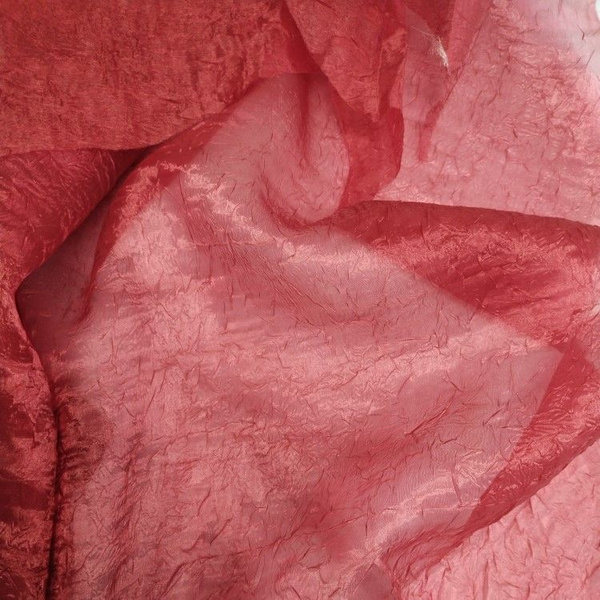 Ткань для шитья Органза плательная - цвет бордовая жатая от 1 метра ...