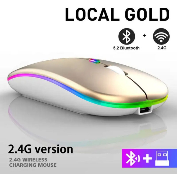 Мышь беспроводная N9 RGB Bluetooth Mouse, золотой, белый - купить по ...