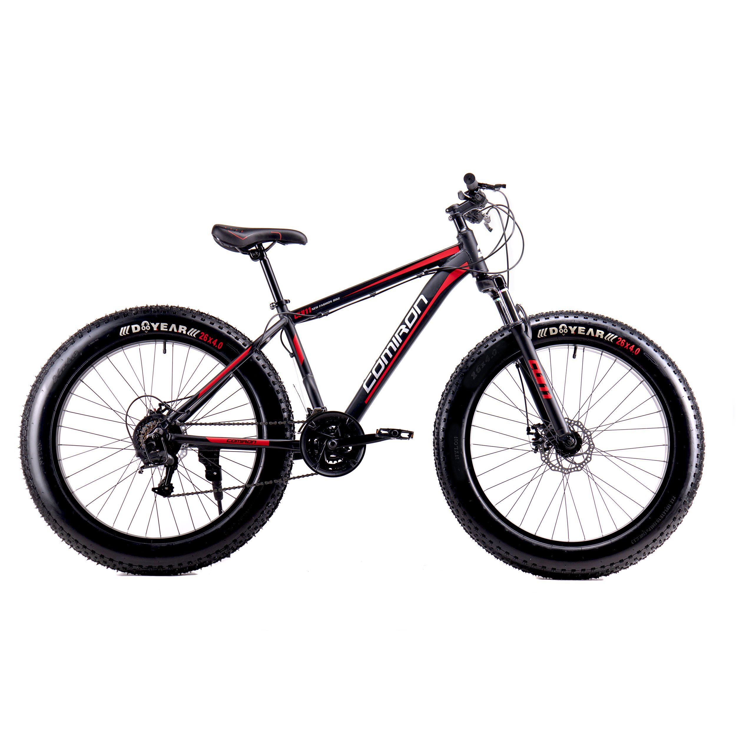 Велосипед фэт-байк 26"x4" рама 17" 24sp COMIRON "CHUBBY"/черный-красный ...