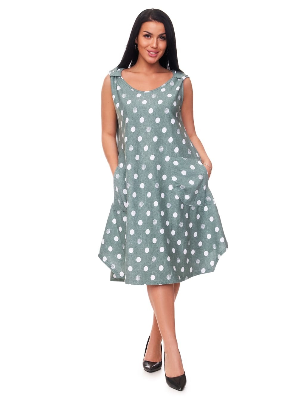 Сарафан женский в горох Б62З (54) Танцы, Женский, На любой сезон, размер 54, материал Хлопок ...