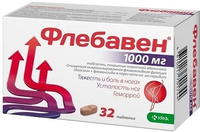 Флебавен, таблетки покрытые пленочной оболочкой 1000 мг, 32 штук ...