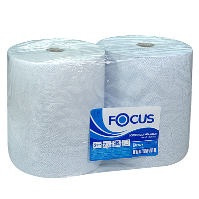 Полотенце бумажное 2-сл 350 м в рулоне, 2 уп, Н330хD245 мм FOCUS JUMBO ...