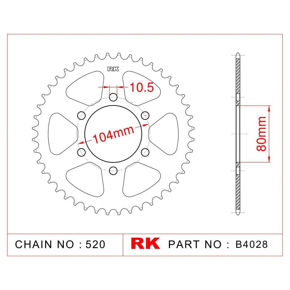 Звезда для мотоцикла ведомая RK Chains B4028-46 - купить по низким ...