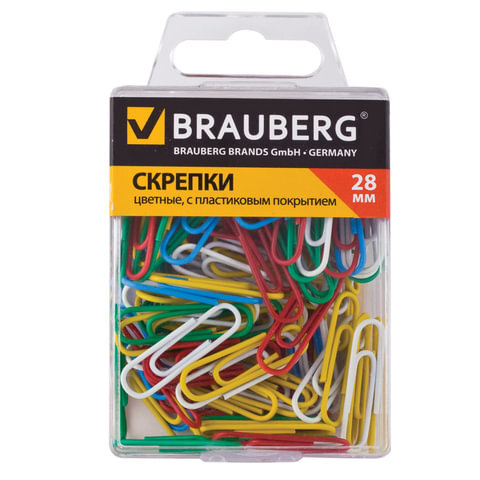 Скрепки цветные Brauberg 28 мм, 100 шт (221111) - купить с доставкой по ...
