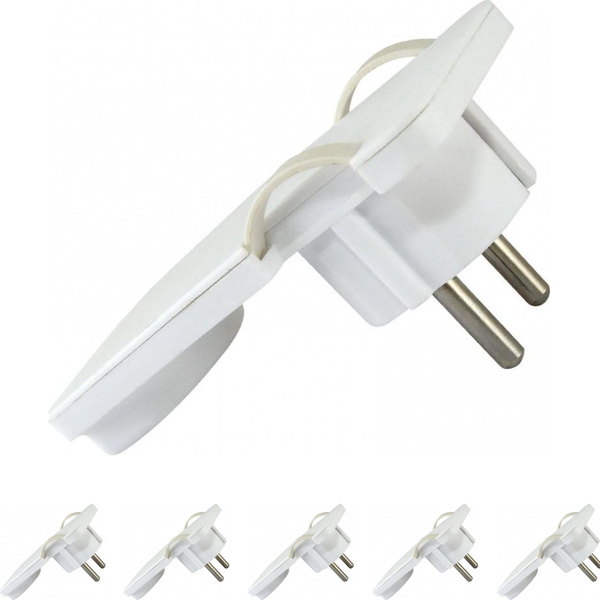 Вилка TDM Electric с заземлением с боковым вводом IP20 белая (комплект ...