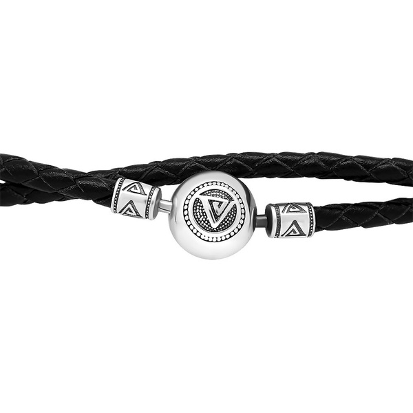 Браслет VALTERA из натуральной кожи со вставкой из серебра 925 пробы ...