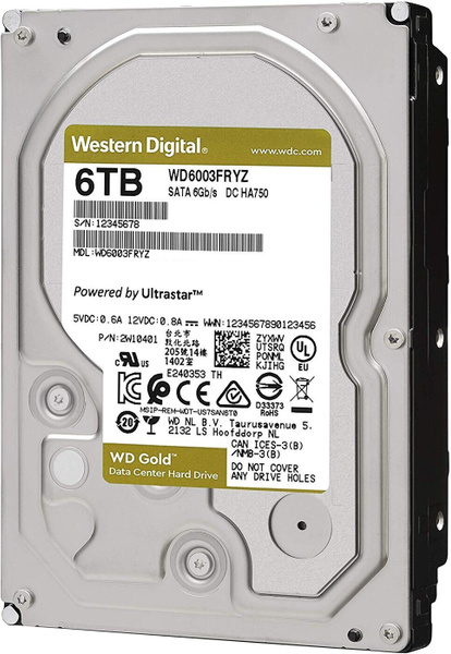 6 ТБ Внутренний жесткий диск Western Digital Gold 3.5" 7200 (WD6003FRYZ ...