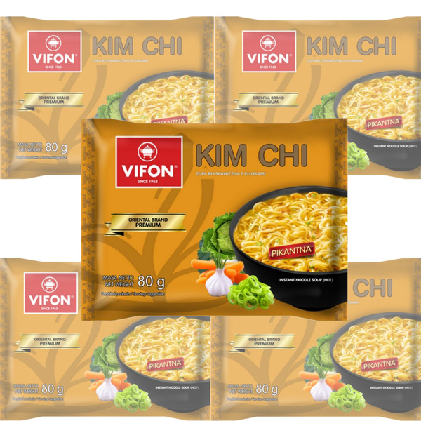 Лапша быстрого приготовления VIFON со вкусом кимчи (KIM CHI), набор 5 ...