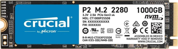 1 ТБ Внутренний SSD-диск Crucial 1 Tb M.2 2280 M P2 CT1000P2SSD8 3D QLC ...