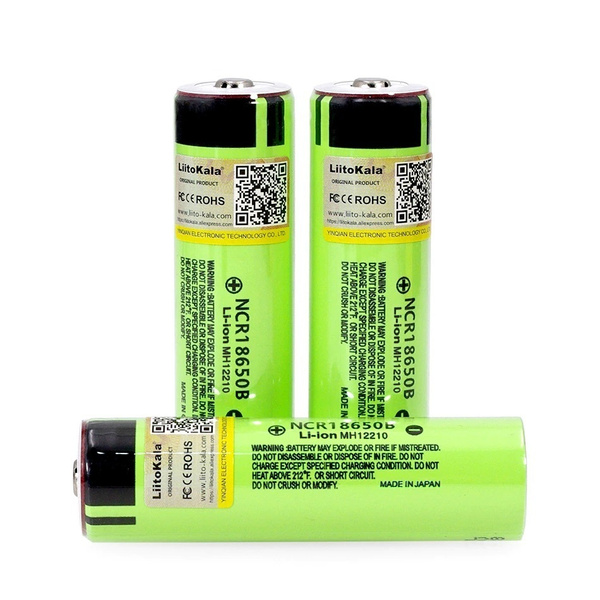 Аккумуляторные батарейки LIITOKAKA LI-ION 18650B 3400 mAh, 3.7V, 3 шт ...