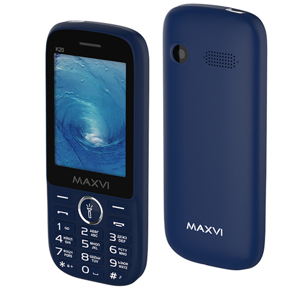 Характеристики Мобильный телефон MAXVI K20 blue, 2 SIM, мощный аккумулятор, Bluetooth, microSD ...