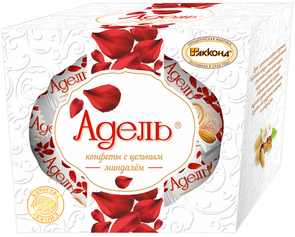 Конфеты Адель с цельным миндалем, 150 гр. Акконд, вкус рафаэлло ...