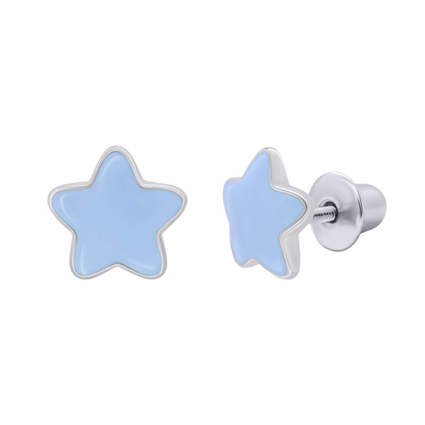 серебряные серьги пусеты для девочки 5 - 12 лет звездочки umi stars ...