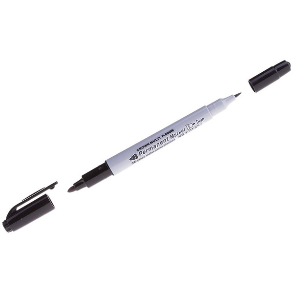 Маркер перманентный двухсторонний Crown Multi Marker Twin черный, 2мм ...