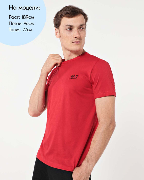 Футболка EA7, размер 52, 54, цвет красный, 100% хлопок - купить по выгодной цене в интернет ...