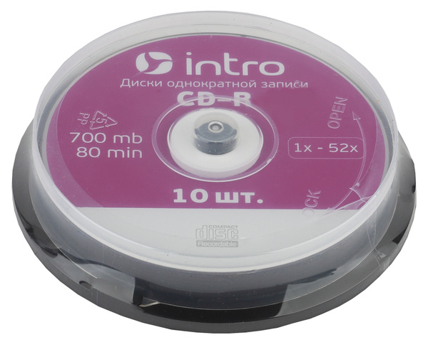 СD - R диски INTRO для записи музыки 10 штук / cd r диск 52x 700MB ...
