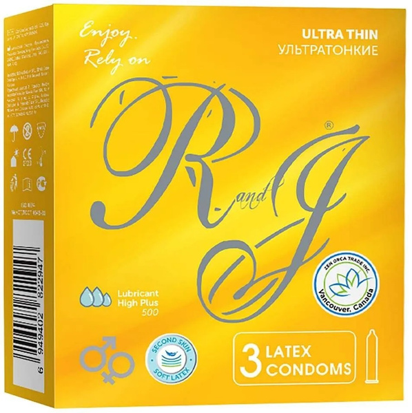 Презервативы из натурального латекса R and J ULTRA THIN (натуральные чувства) 3 шт в упаковке ...