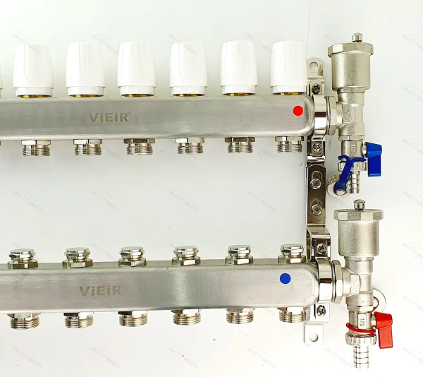 Коллектор для радиаторов 6 контуров в сборе распеределительный 1"x3/4" VIEIR купить на OZON по ...
