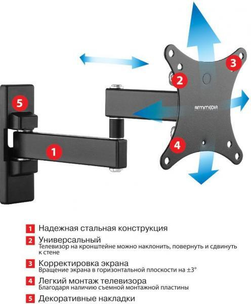 Кронштейн для телевизора Arm Media MARS-02 черный 10"-32" макс.20кг ...