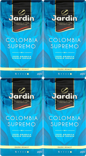 Кофе Jardin Colombia Supremo молотый 250 г, комплект: 4 упаковки по 250 ...
