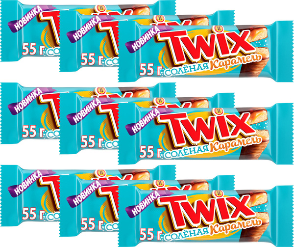 Батончик Twix Соленая карамель молочный, комплект: 9 упаковок по 55 г - купить с доставкой по ...