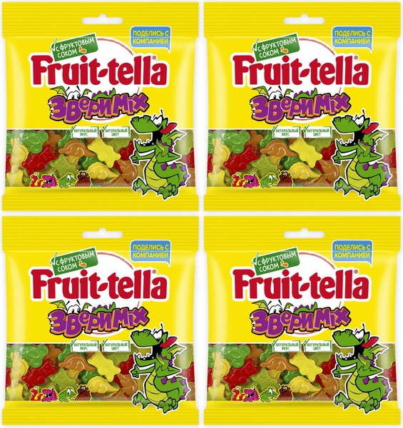 Мармелад Fruittella Звери Mix жевательный, комплект: 4 упаковки по 150 г - купить с доставкой по ...