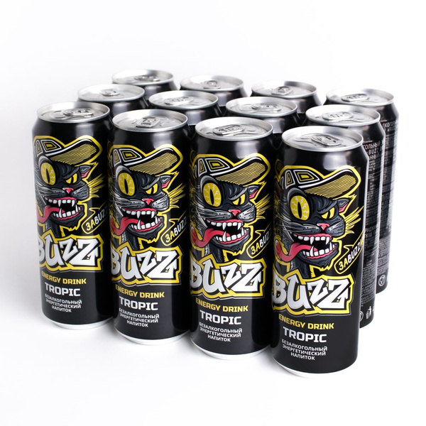 Энергетический напиток Buzz Tropic - Набор энергетиков (12 шт * 0,45 л ...