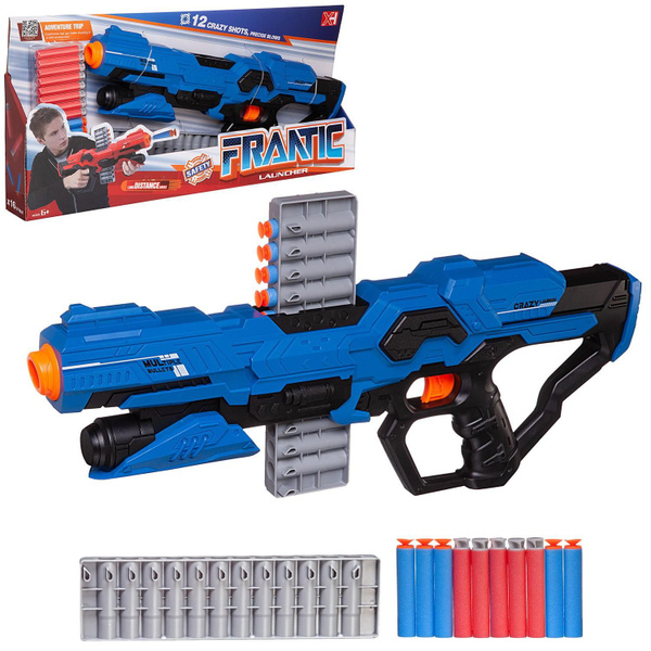 Космический бластер Junfa с вертикальной обоймой, 16 мягких пуль, мишень, синий (WG-11218/синий ...