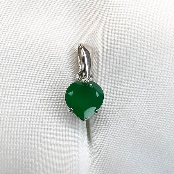 MultiSilver Подвеска сердце с натуральным зеленым агатом серебро 925 ...