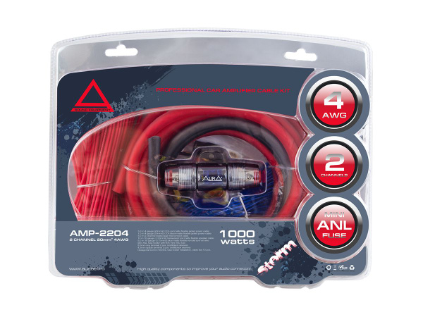 Комплект для подключения 2-х канального усилителя 4AWG Aura AMP-2204 ...
