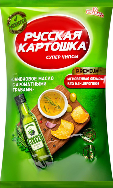 Чипсы картофельные РУССКАЯ КАРТОШКА со вкусом оливковое масло с ...